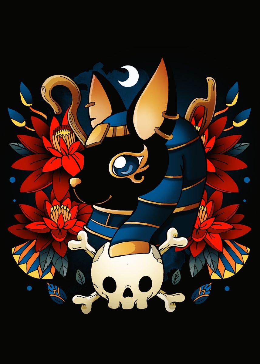 'Anubis Flower' Poster, picture, metal print, paint by Valentina Fabbri ...