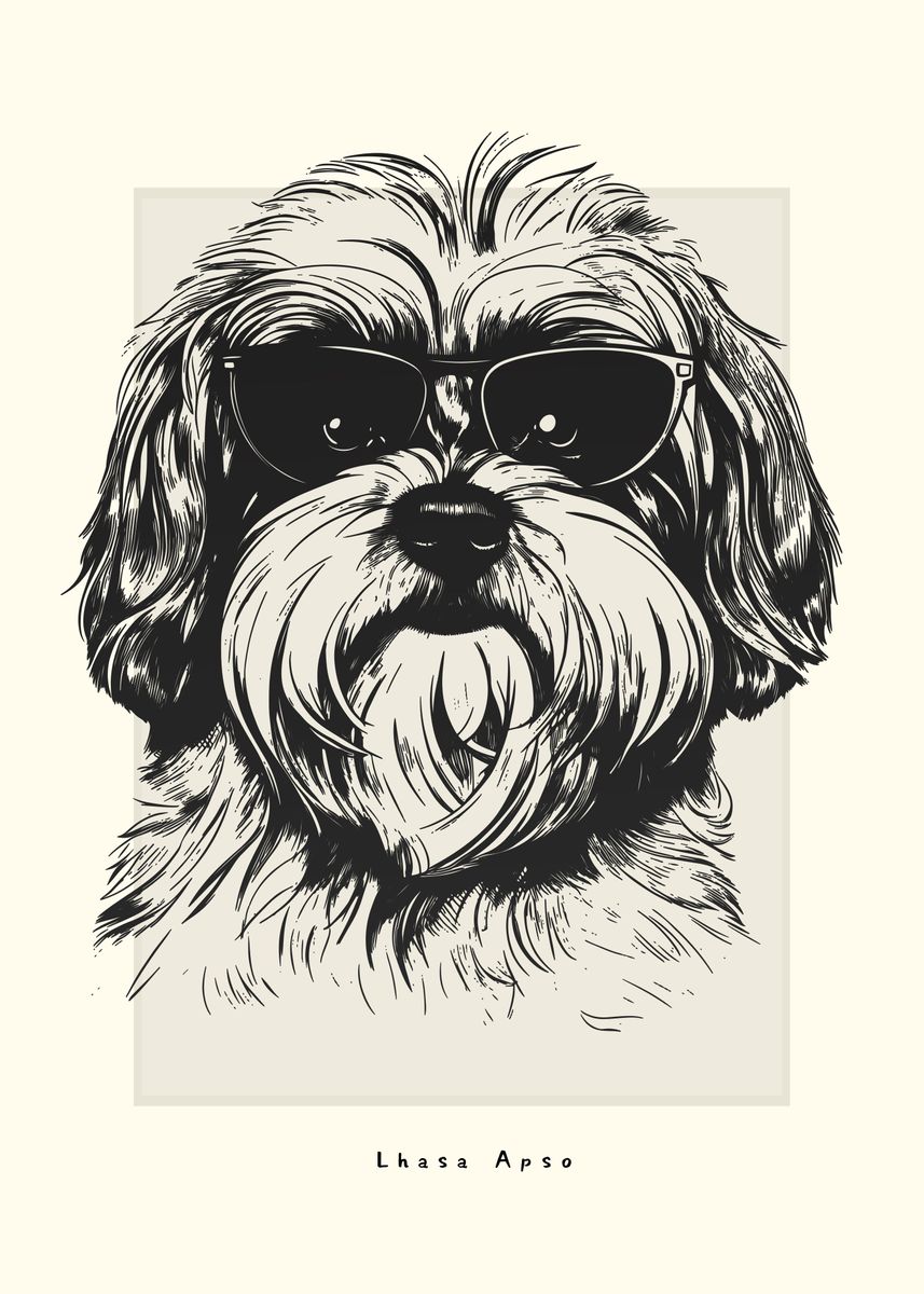 'Lhasa Apso Illustration' Poster, picture, metal print, paint by Rafael ...