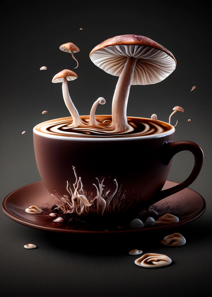 'Coffee Mushroom' Poster, picture, metal print, paint by Kante Dino ...