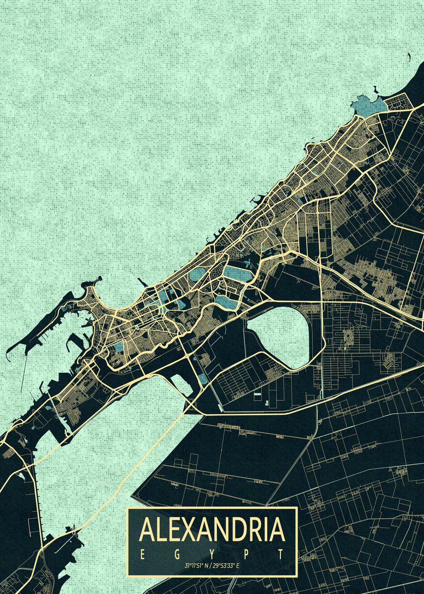 'Alexandria City Map Summer' Poster, picture, metal print, paint by deMAP Studio | Displate