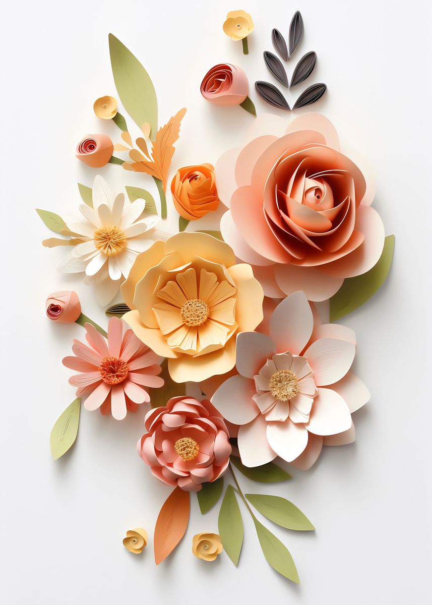 'Flowers paper craft' Poster, picture, metal print, paint by Nathan ...