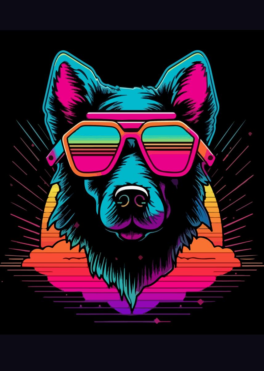 'Retro Bouncer Security Dog' Poster, picture, metal print, paint by Don ...