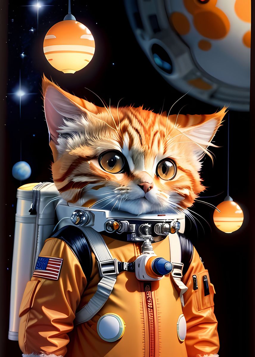 'cute astronaut cat ' Poster, picture, metal print, paint by erma wati ...