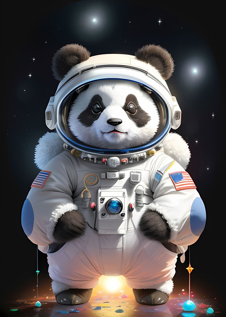'cute astronaut panda' Poster, picture, metal print, paint by erma wati ...