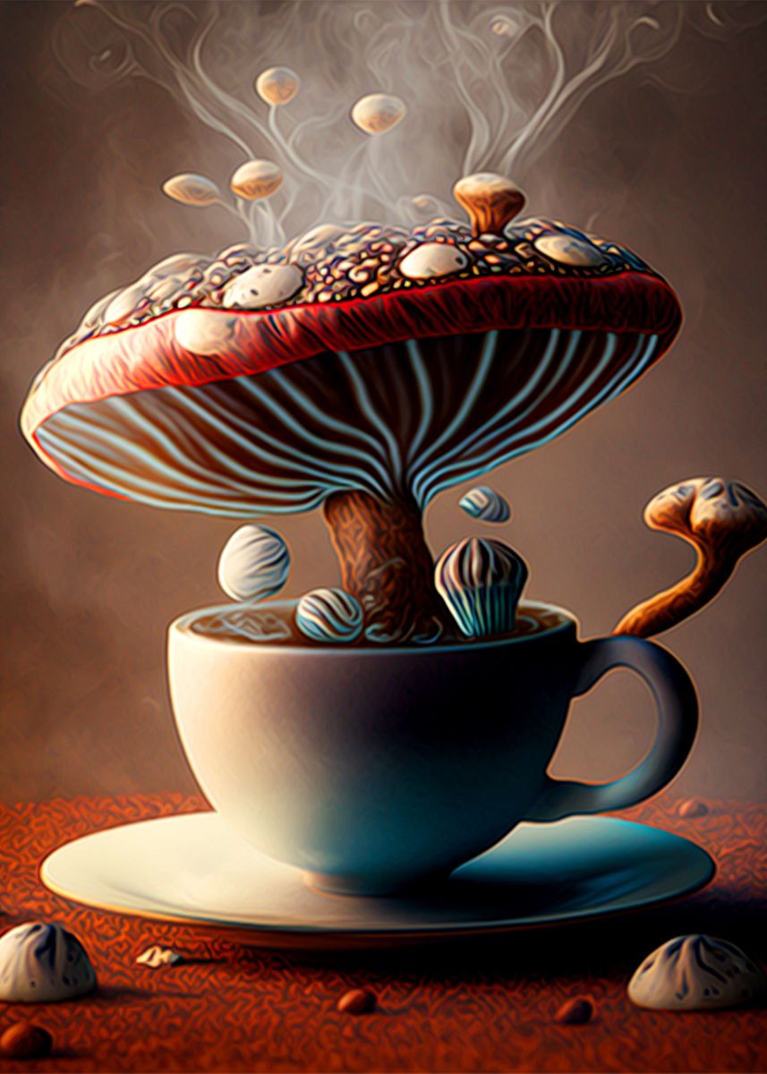 'Coffee Mushroom' Poster, picture, metal print, paint by Kante Dino ...