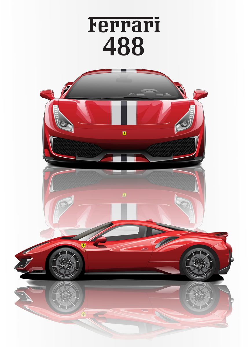 'Ferrari 488 Pista' Poster, picture, metal print, paint by Conceptual ...