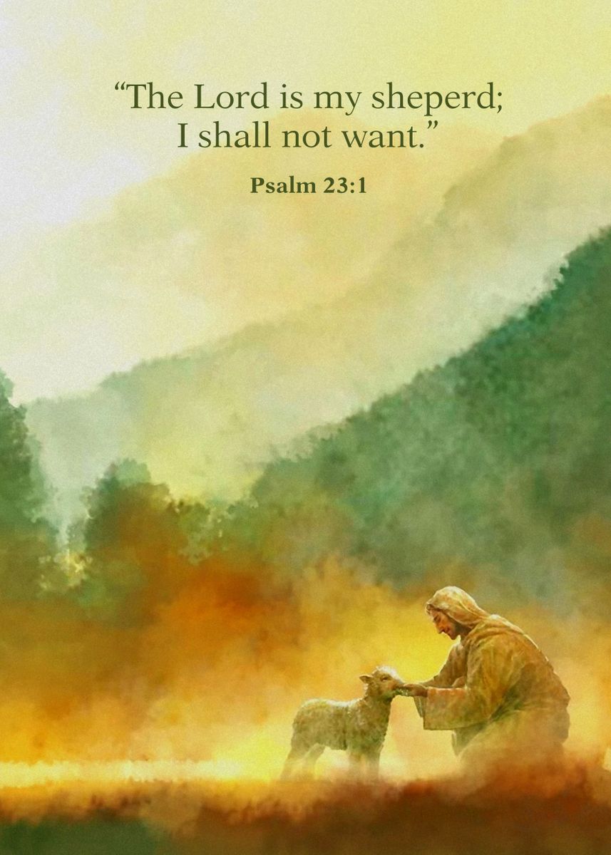 'Psalm 23 1 Bible Verses' Poster, picture, metal print, paint by Team ...