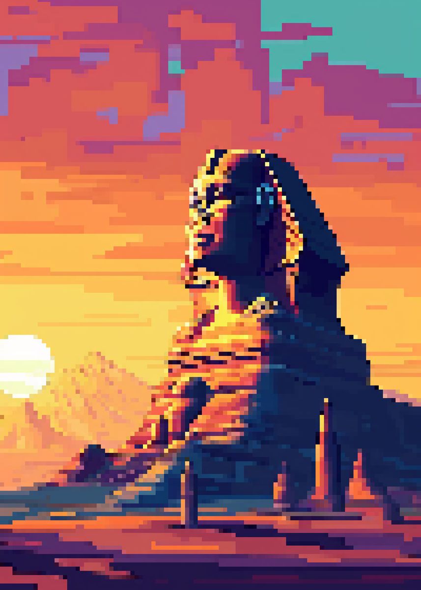 'Sphinx Giza pixel art' Poster, picture, metal print, paint by Powerful ...