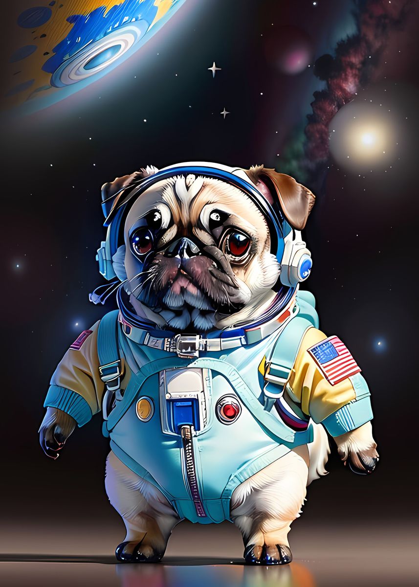 'cute astronaut dog' Poster, picture, metal print, paint by erma wati ...