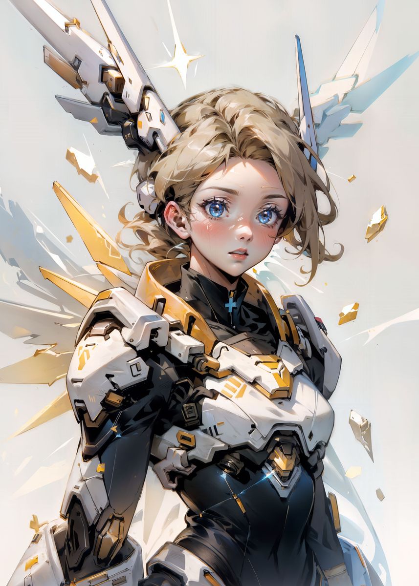 'Girl in cybernetic armor' Poster, picture, metal print, paint by ...