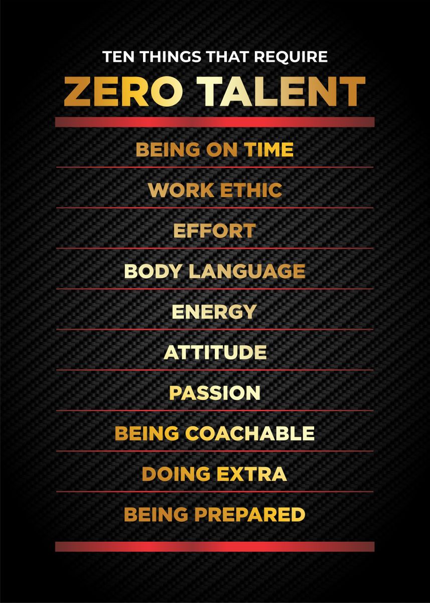 'zero talent to success' Poster, picture, metal print, paint by Cool ...