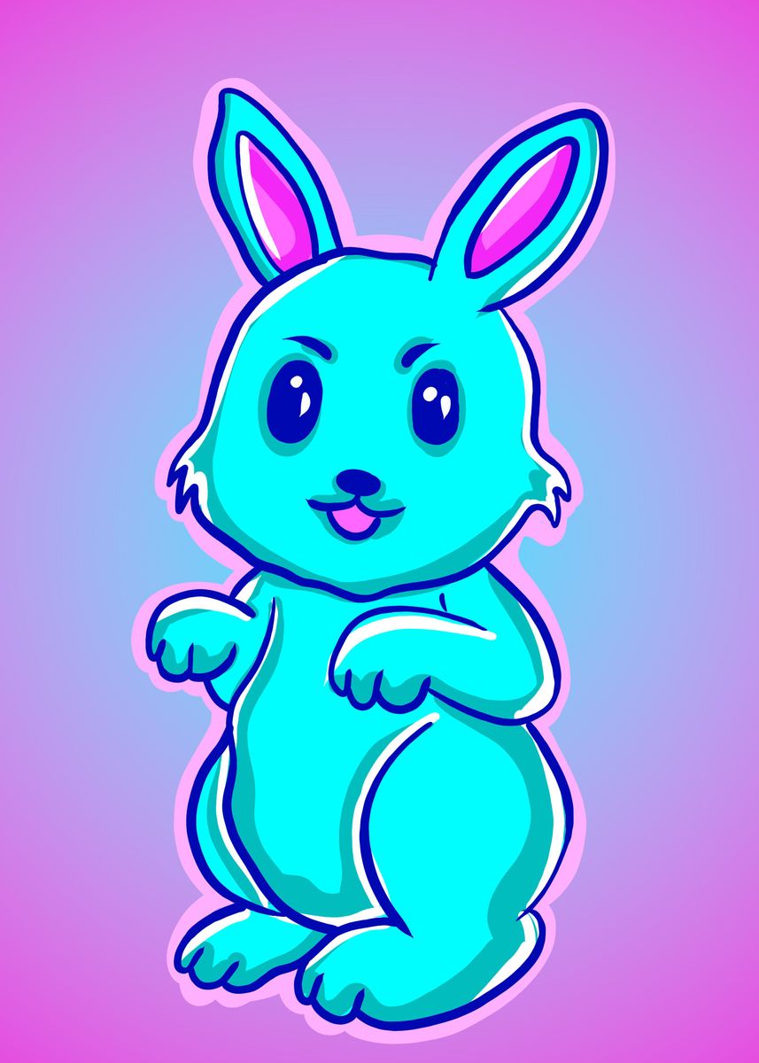 'cute rabbit aesthetic' Poster, picture, metal print, paint by Muhammad ...