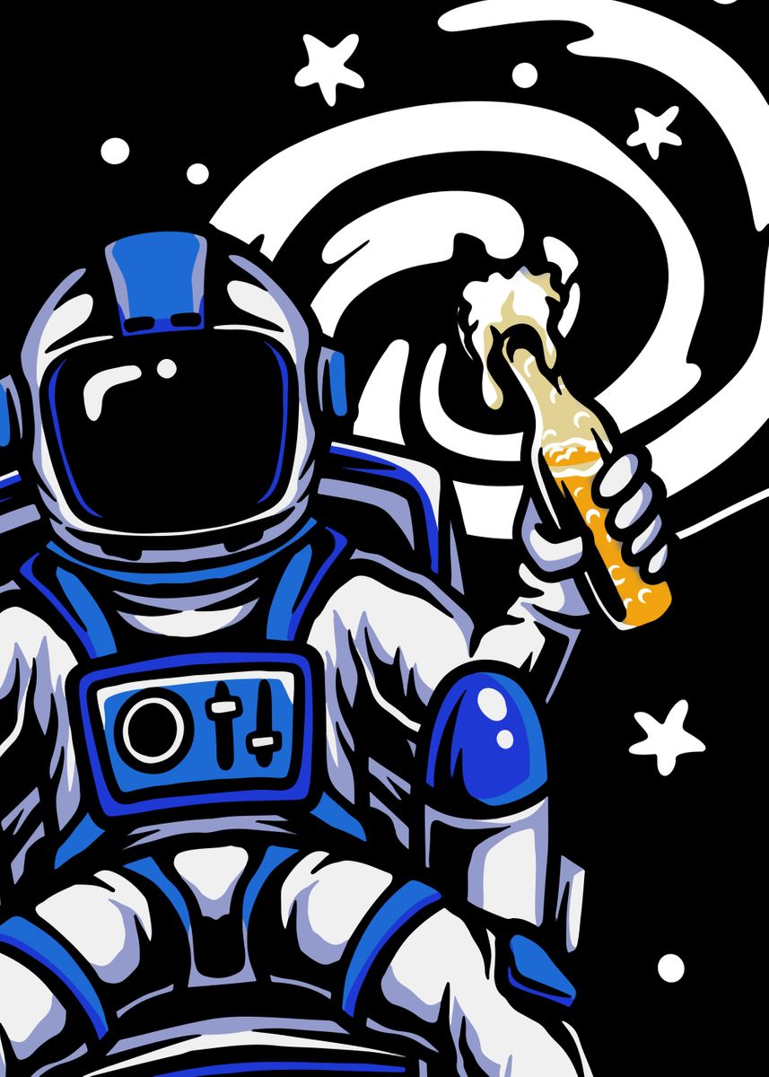 'Astronaut Beer ' Poster, picture, metal print, paint by XandYart ...