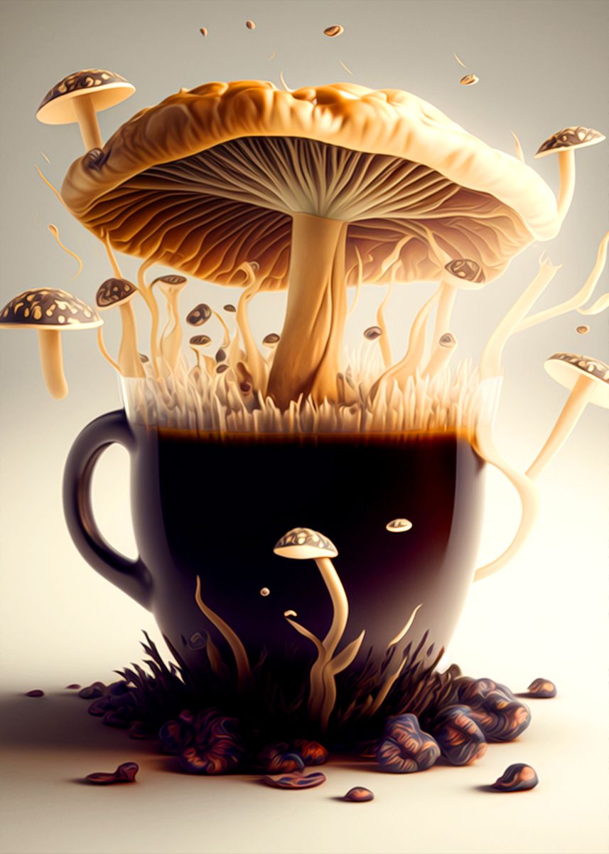 'Coffee Mushroom' Poster, picture, metal print, paint by Kante Dino ...