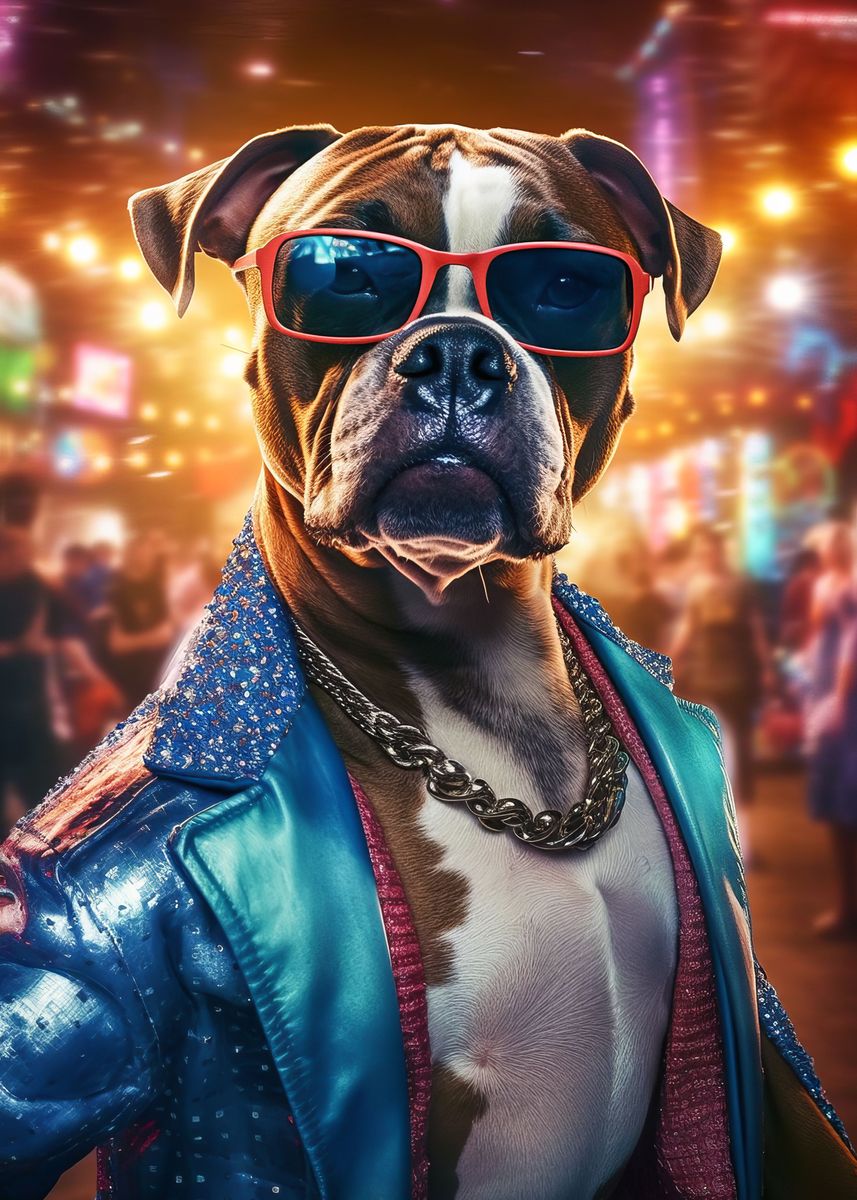 'Party Boxer dog' Poster, picture, metal print, paint by Arnas Čemerka ...