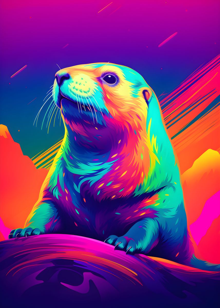 'Neon Prairie Dog' Poster, picture, metal print, paint by Makadur ...