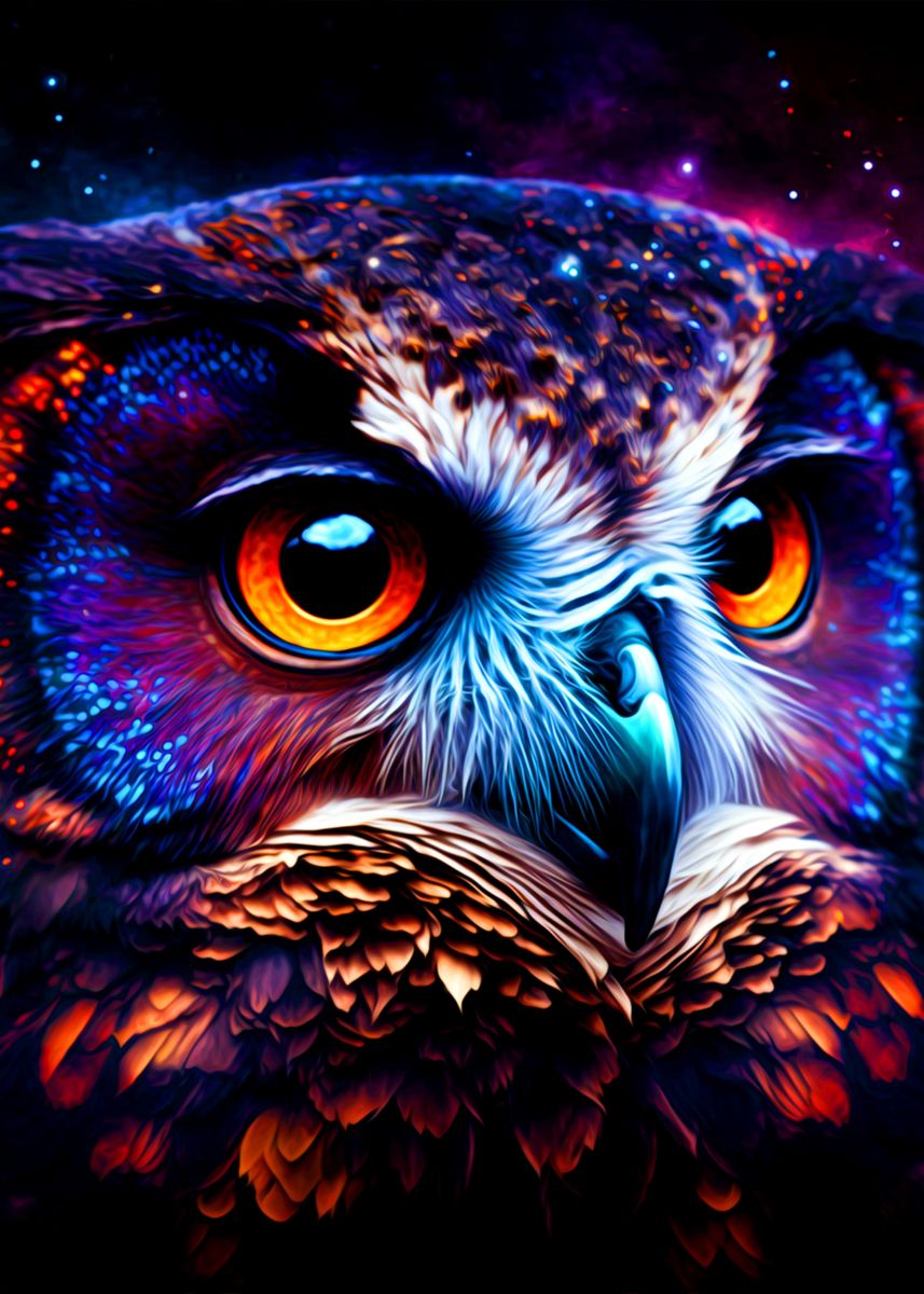 'Owl' Poster, picture, metal print, paint by minh doan | Displate