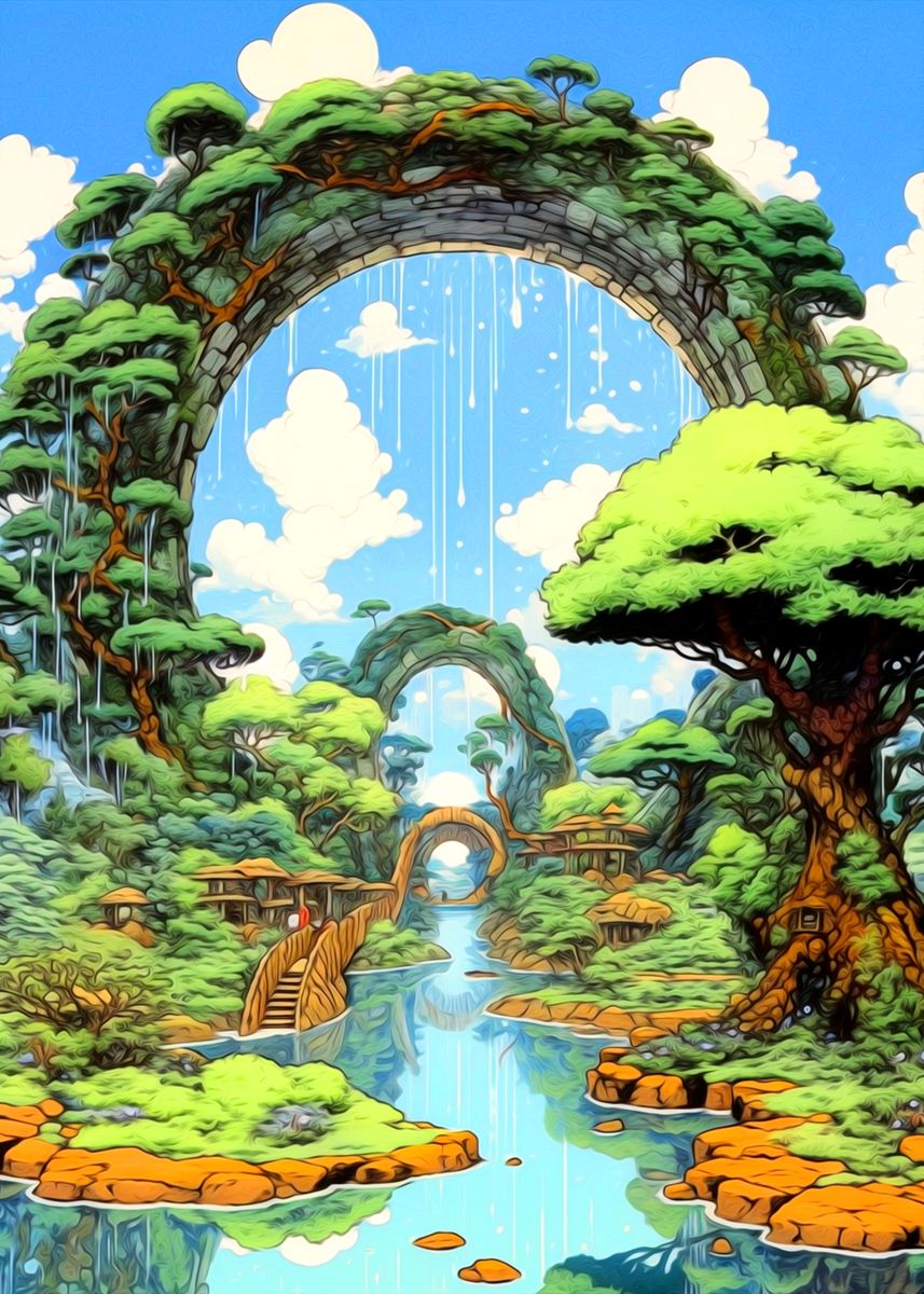 'Anime Landscape' Poster, picture, metal print, paint by tona Billi ...