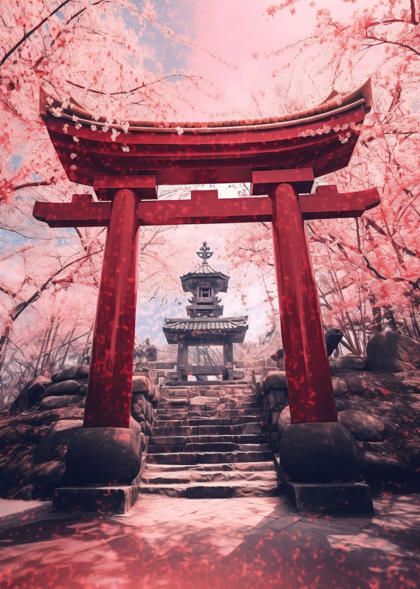 'Torii Gate Japanese' Poster, picture, metal print, paint by Desiree ...