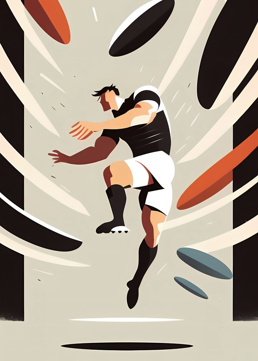 'Minimalist Rugby Player' Poster, picture, metal print, paint by Sambel ...
