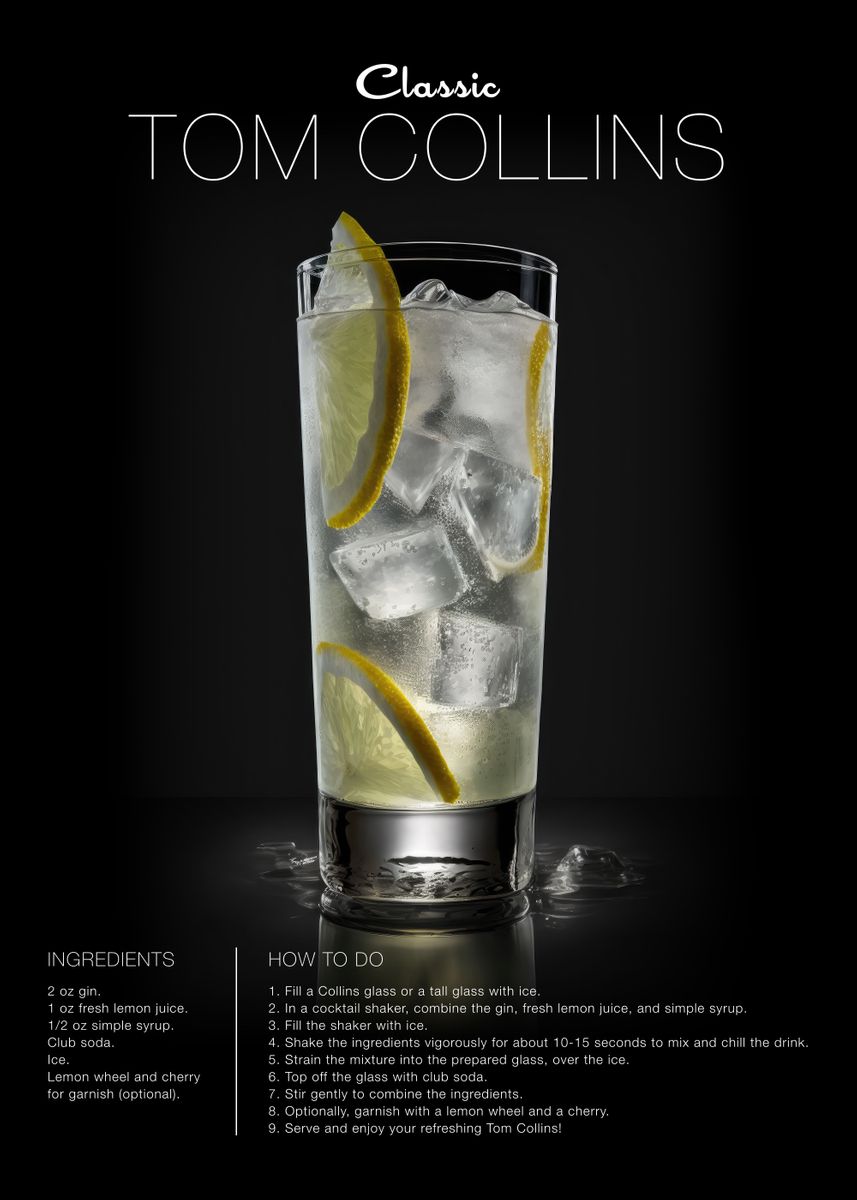 'Tom Collins Cocktail' Poster, picture, metal print, paint by Digital ...
