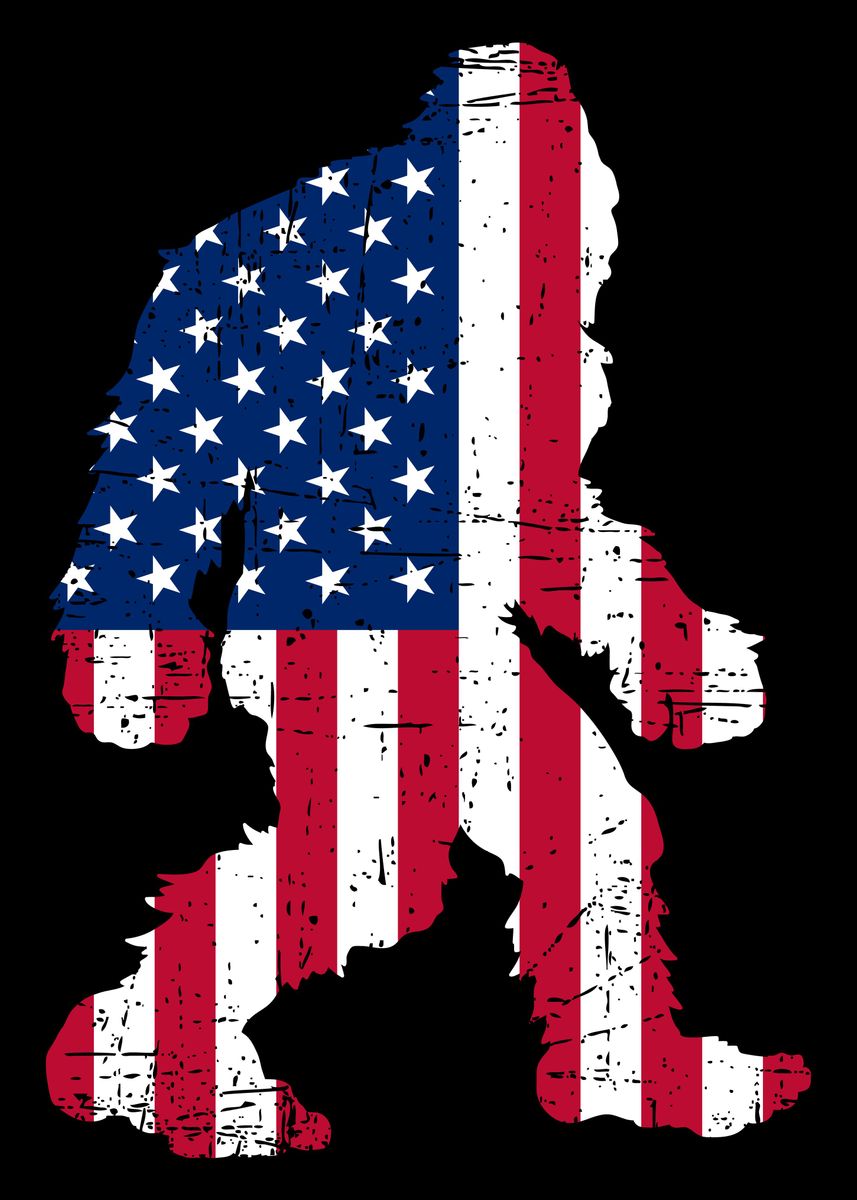 'Bigfoot American Flag' Poster, picture, metal print, paint by HEJK81 ...