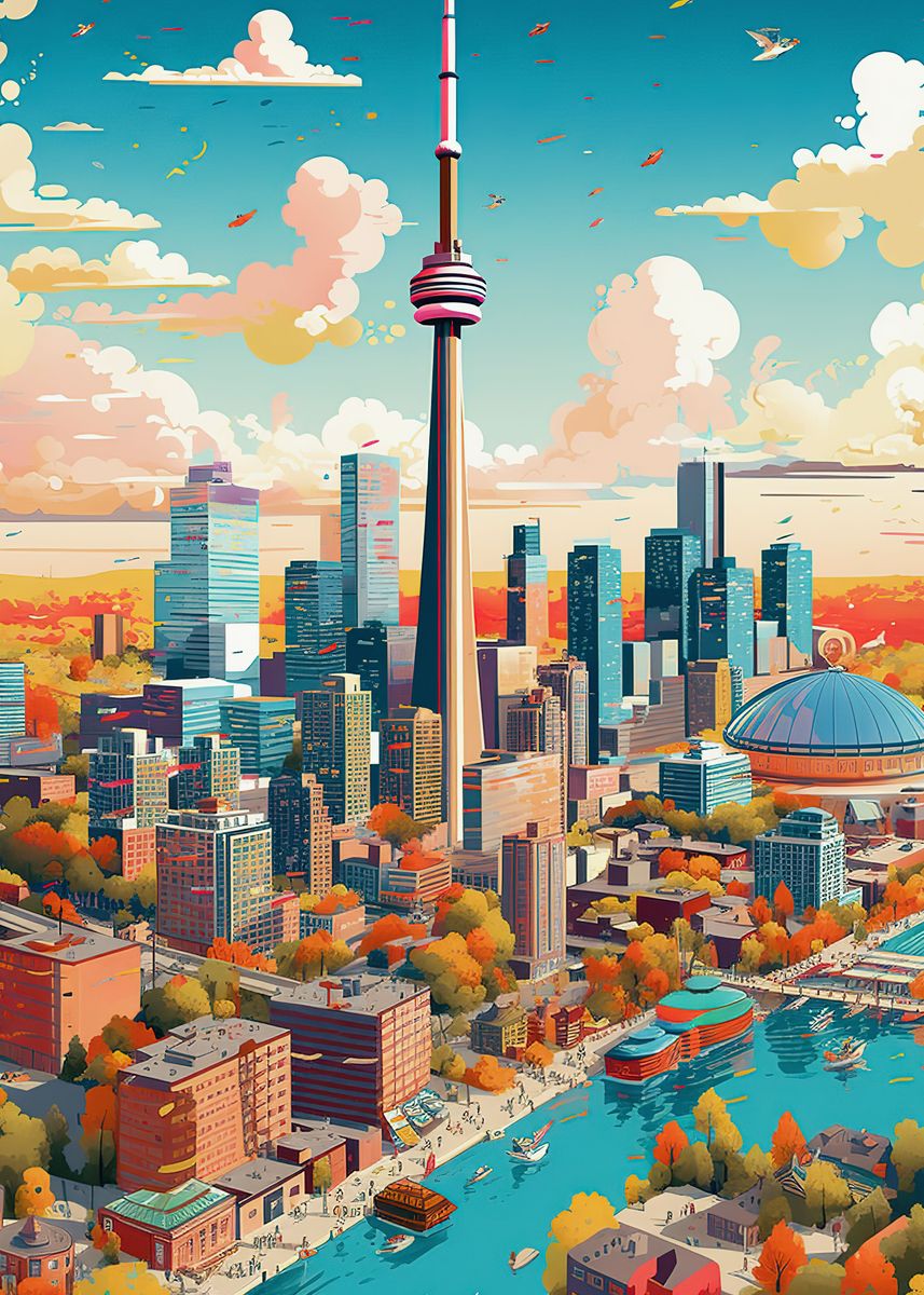 'travel to Toronto' Poster, picture, metal print, paint by Anime In ...