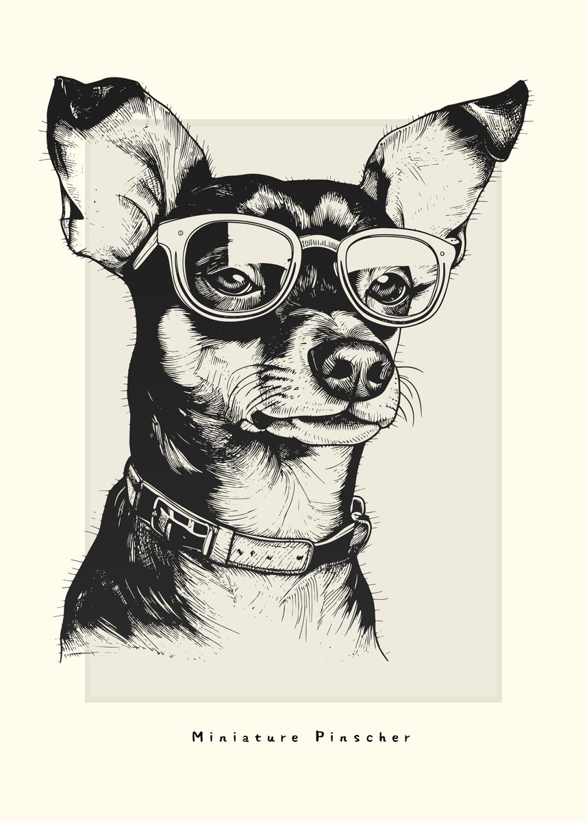 'Miniature Pinscher Sketch' Poster, picture, metal print, paint by ...