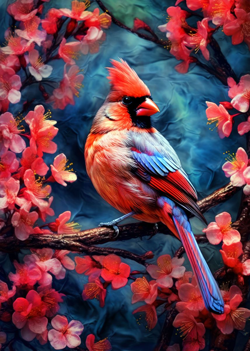 'Cardinal bird' Poster, picture, metal print, paint by JBJart Justyna ...
