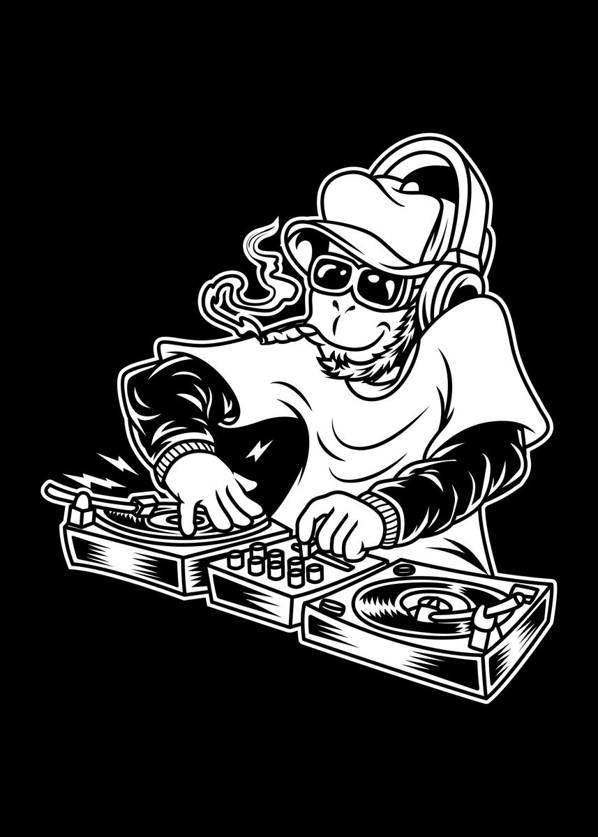 'Rap Monkey BnW 12 ' Poster, picture, metal print, paint by hendra ...