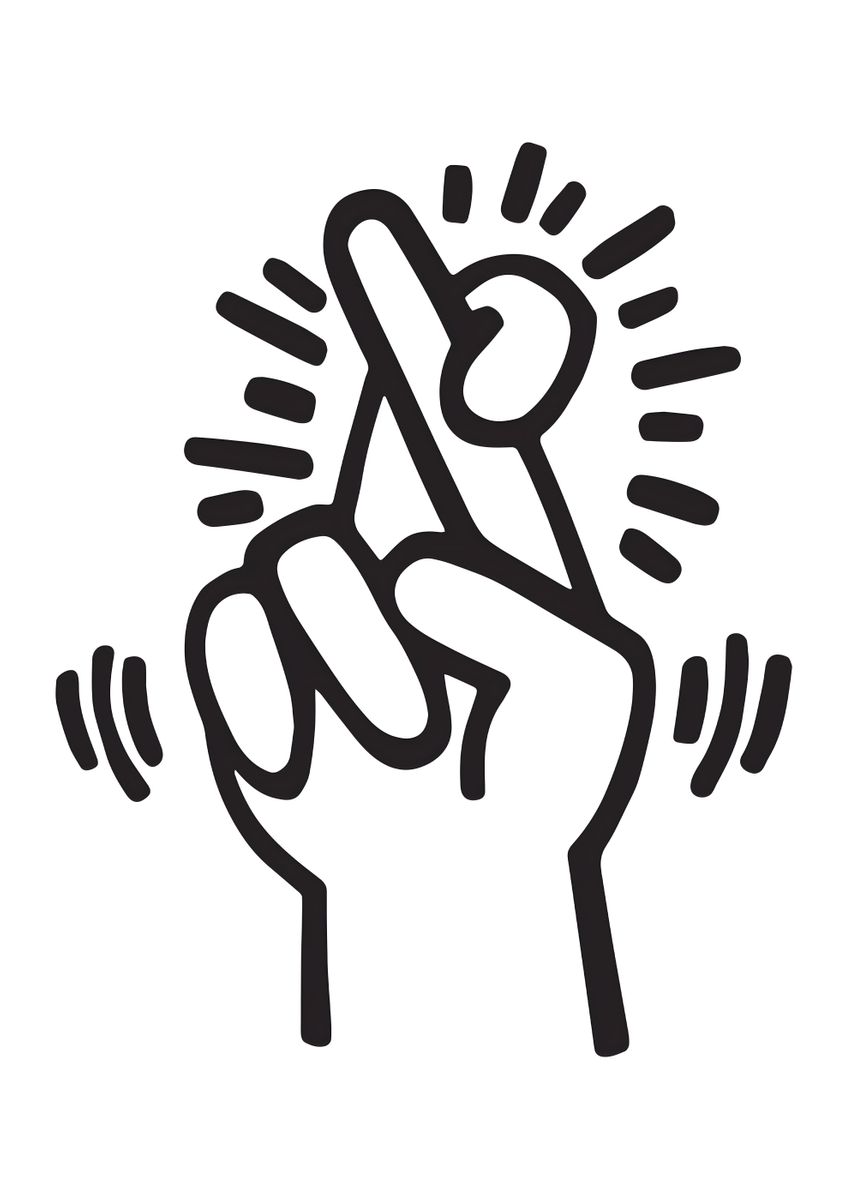 'Crossed Fingers' Poster, picture, metal print, paint by Izu | Displate