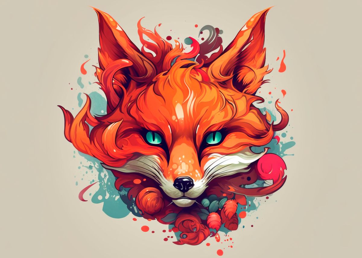 'Cartoon style of fox' Poster by HildaWarren Studio | Displate