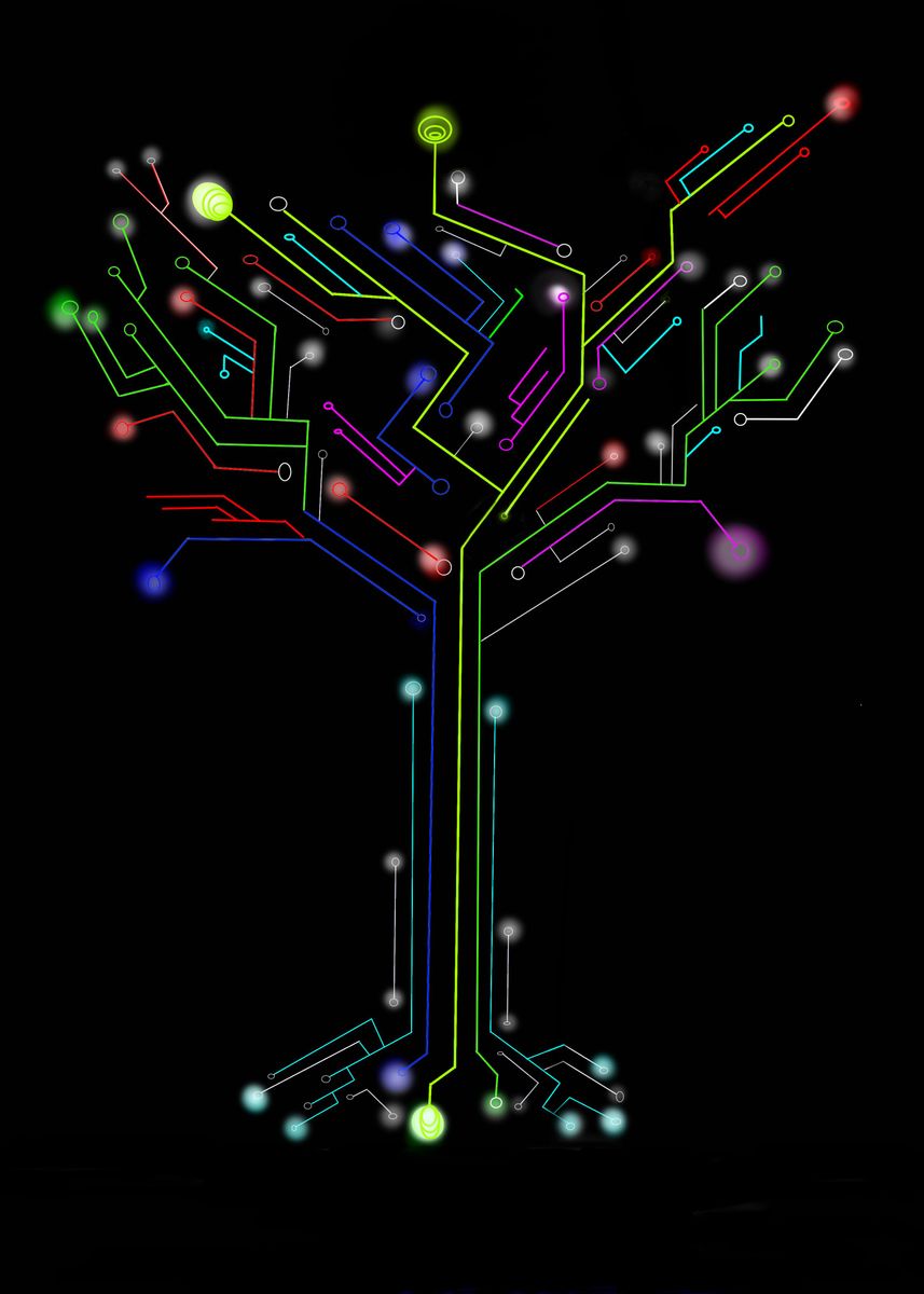 'Digital Tree' Poster, picture, metal print, paint by Anam Hanif Studio ...