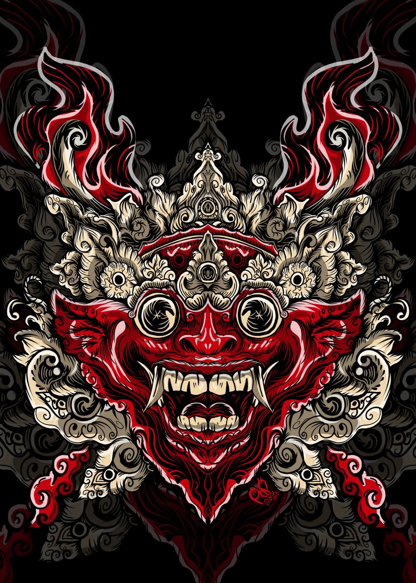 'barongan traditional mask' Poster, picture, metal print, paint by ...