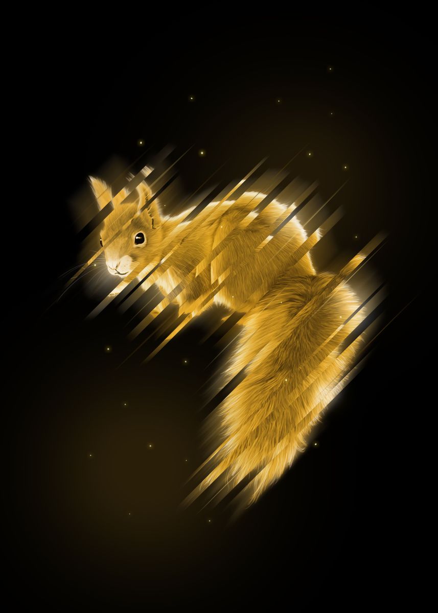 'Gold Squirrel' Poster, picture, metal print, paint by Michael Bartlett ...