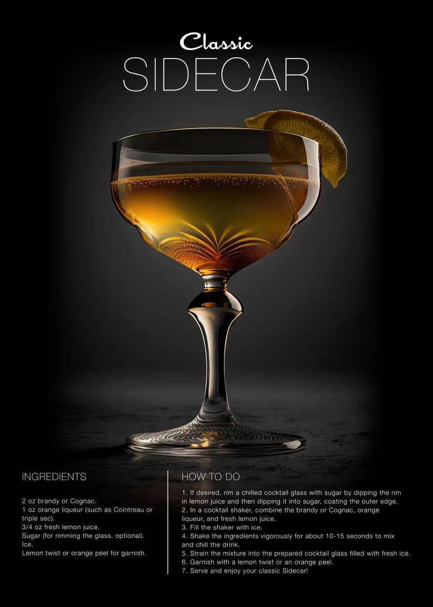 'Sidecar Cocktail' Poster, picture, metal print, paint by Digital Arts ...