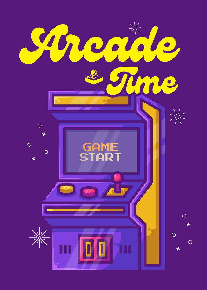 'Arcade Time' Poster, picture, metal print, paint by MBLK | Displate