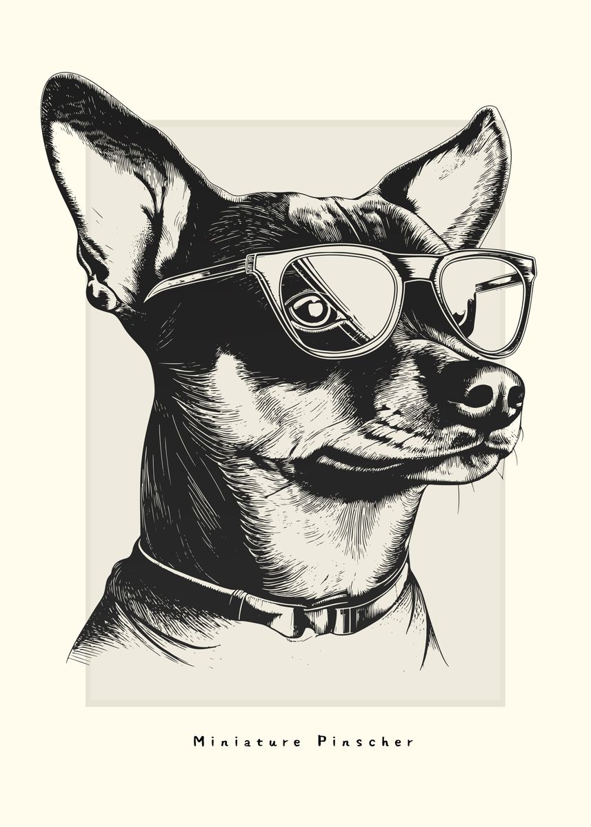'Miniature Pinscher Sketch' Poster, picture, metal print, paint by Rafael Dxgn | Displate