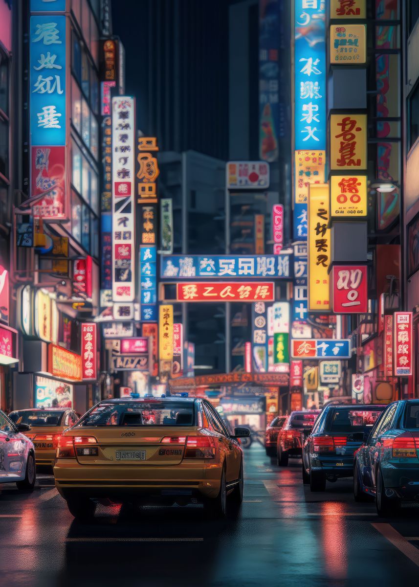 'Tokyo street' Poster, picture, metal print, paint by Graphic Japanese ...