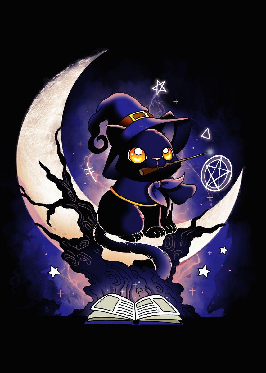 'Cat Witch' Poster, picture, metal print, paint by Valentina Fabbri ...