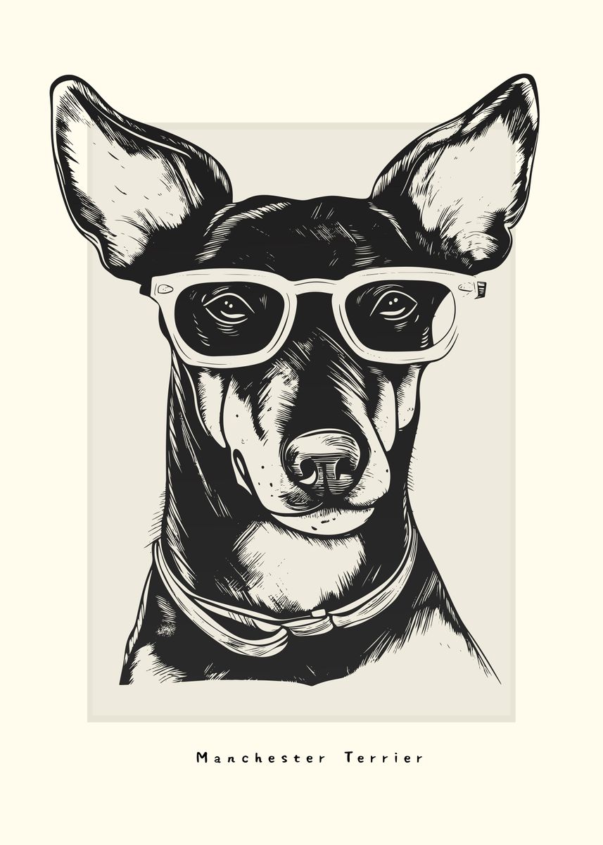 'Manchester Terrier Sketch' Poster, picture, metal print, paint by Rafael Dxgn | Displate