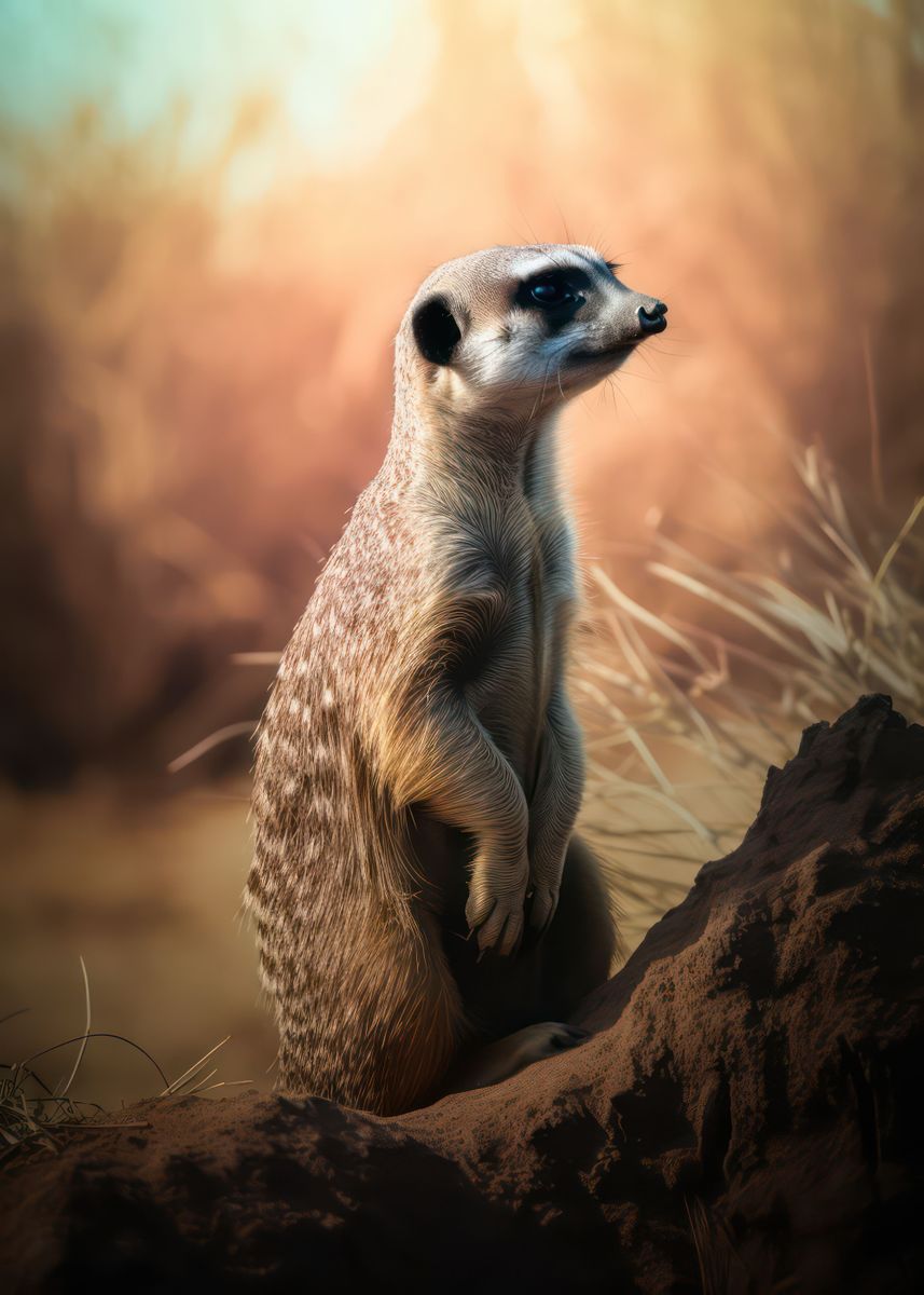 'Vigilant meerkat' Poster by Zooscape Wildlife | Displate