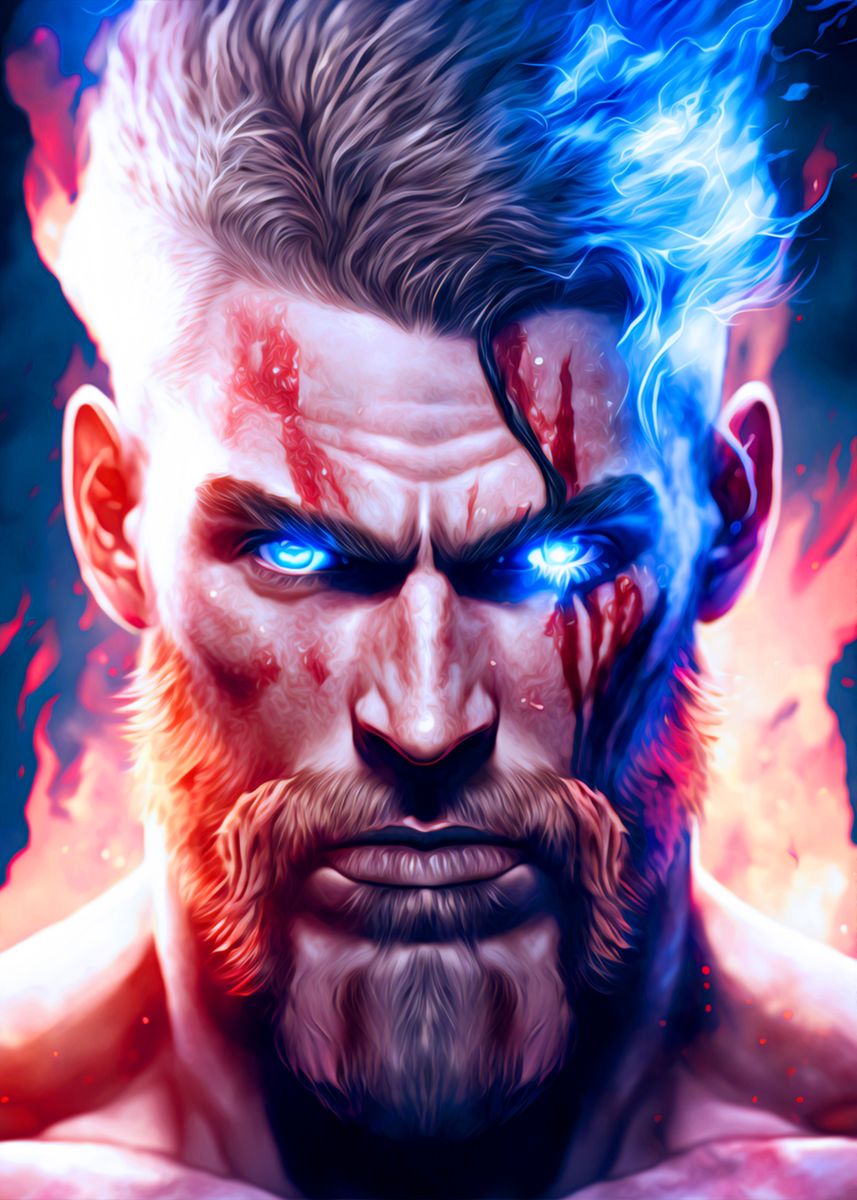 'Warrior Face' Poster, picture, metal print, paint by Dao Dung | Displate