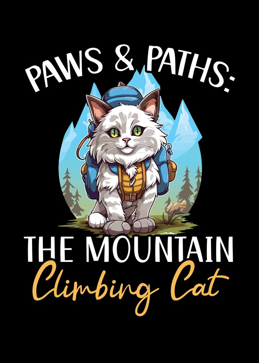 'Hiking Cat Hiker Cat Owner' Poster, picture, metal print, paint by NAO ...