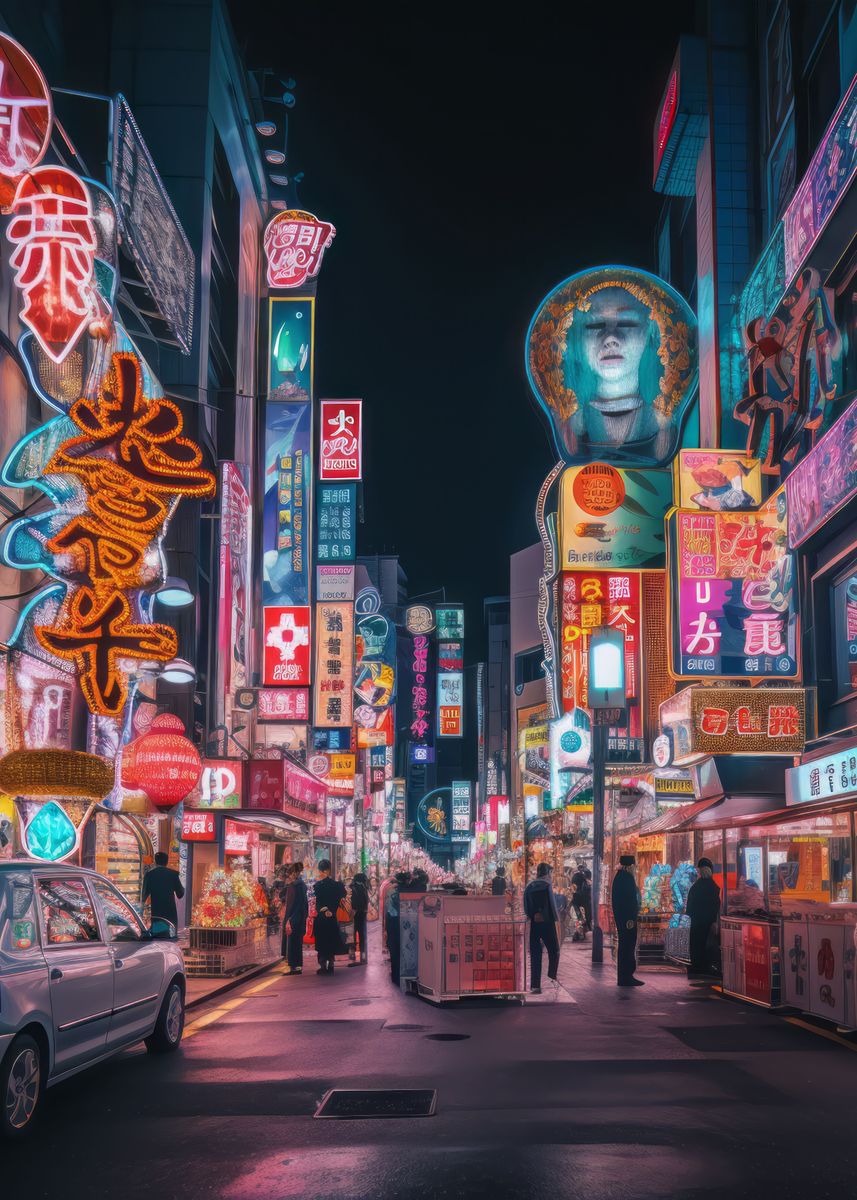 'Tokyo street' Poster, picture, metal print, paint by Graphic Japanese ...