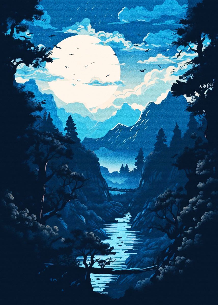 'Beautiful night view' Poster, picture, metal print, paint by Coffee ...