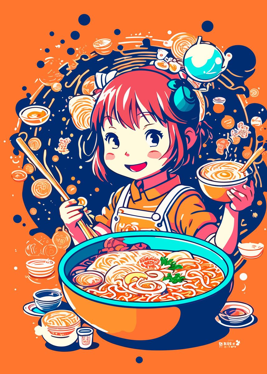 'japanese anime ramen' Poster, picture, metal print, paint by EDSON ...
