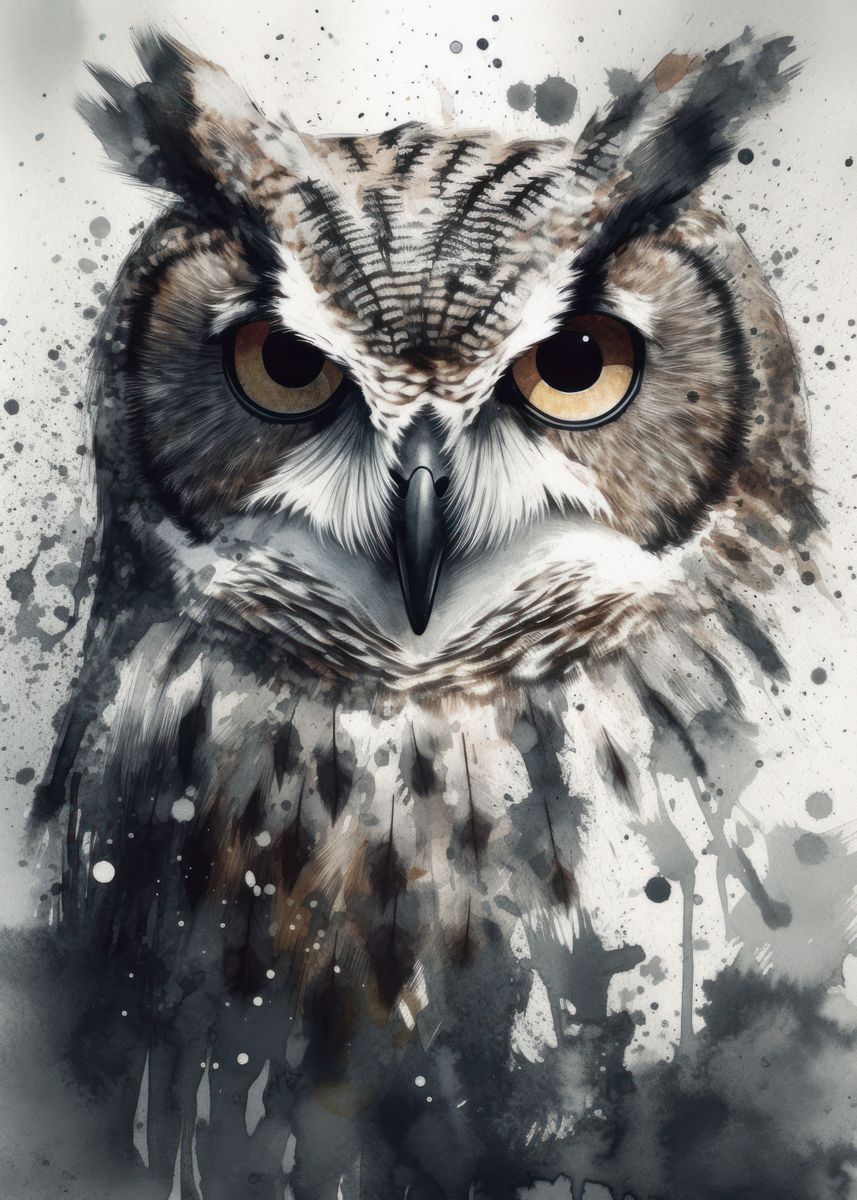 'Owl Beauty Watercolor' Poster, picture, metal print, paint by Usama ...