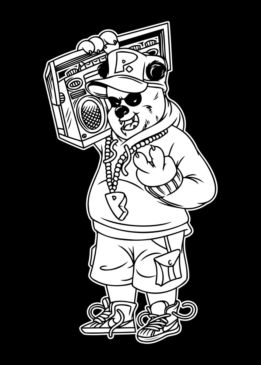 'Rap Panda BnW 01' Poster by hendra pratama | Displate