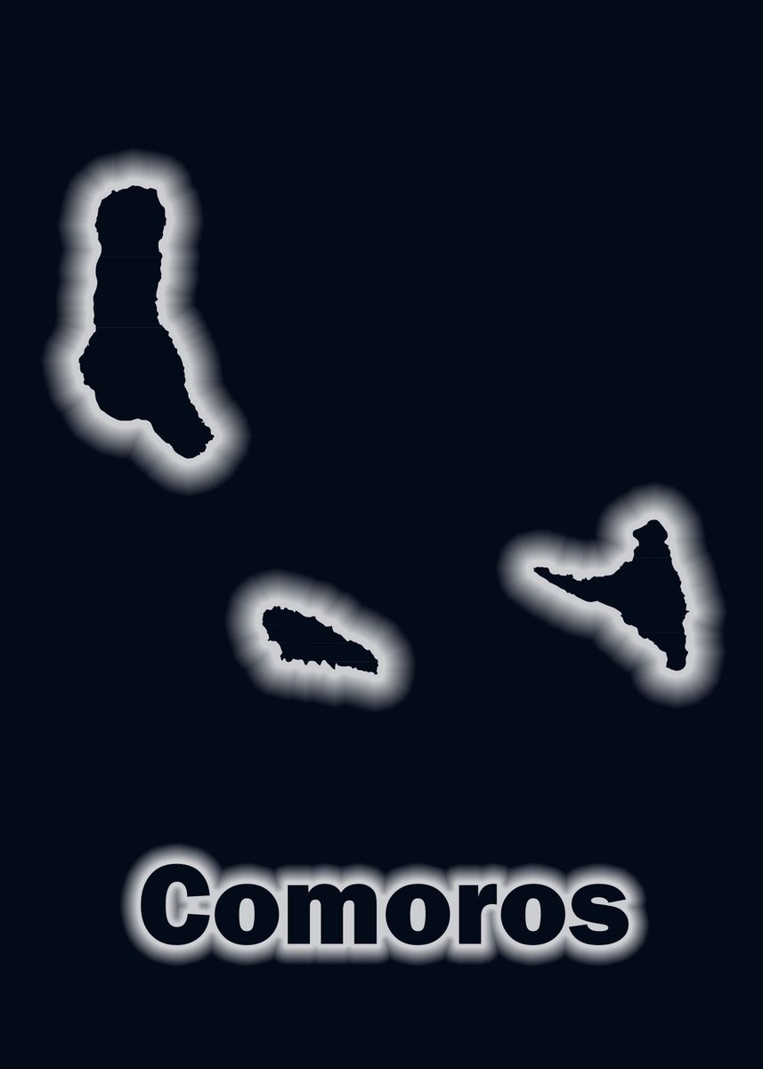 'Comoros map glow' Poster, picture, metal print, paint by mystery box ...